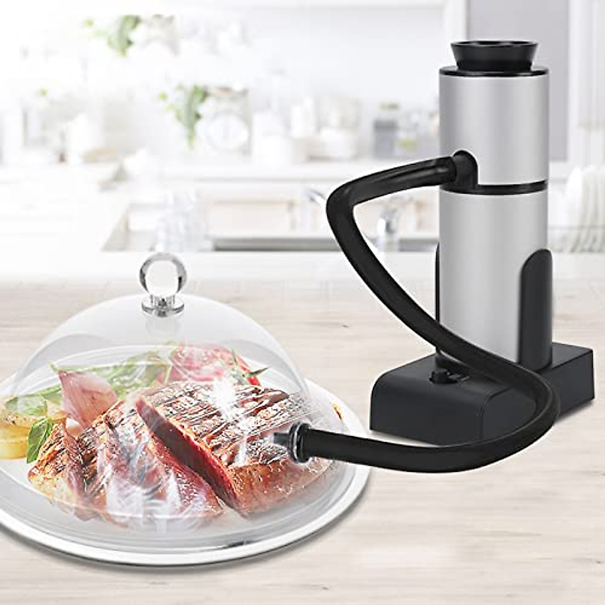 Cocktail Smoker Kit, Drink Cocktail Smoker Adjustable Gear Aluminum and Zinc Alloy Handheld Smoke Infuser Kit for Kitchen for Your Friends Husband(Silver)