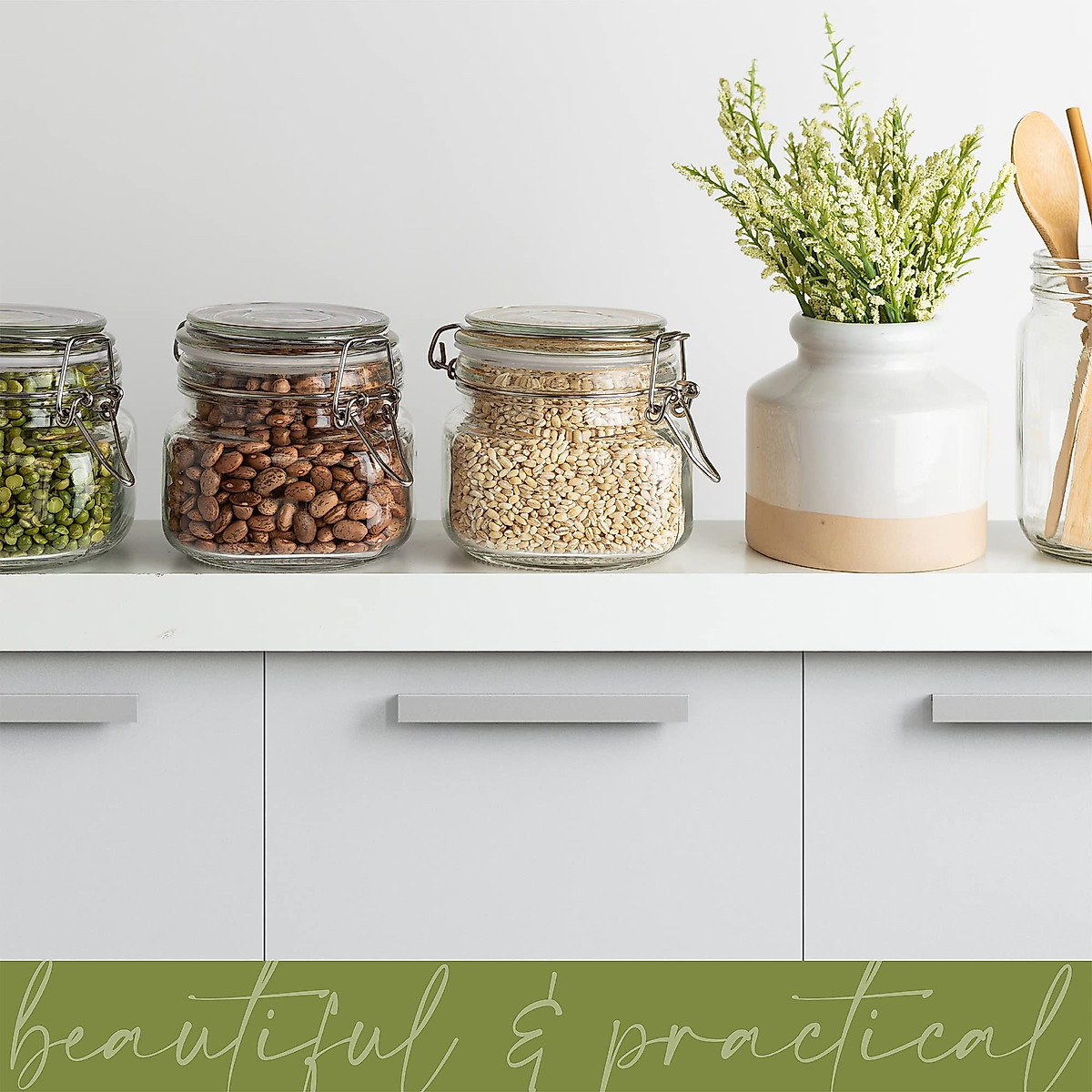 Galashield Glass Jars with Lids Food Storage Jars with Airtight Lids Leak Proof Glass Canisters Kitchen Jars [16 oz]