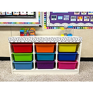 Teacher Created Resources Squiggles and Dots Die-Cut Rolled Border Trim (TCR8914),Black, White