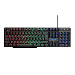 Naxa Electronics NG-5000A 4-in-One Professional Gaming Combo with Full-Size LED Backlit Keyboard, Wired Mouse, Headphones, and Mouse Pad, Blue