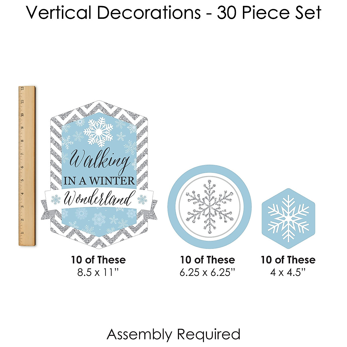 Big Dot of Happiness Winter Wonderland - Snowflake Holiday Party and Winter Wedding DIY Dangler Backdrop - Hanging Vertical Decorations - 30 Pieces