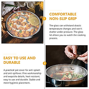 Luxshiny Terrarium Glass cast Iron lid Pot lid cookware Glass Cover Replacement Pot lids Frying pan Cover Thickened Visual Pot Cover Kitchen Universal lid for Accessories 13 inch pan lid BBQ Grill