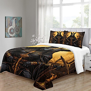 EVMILA Anubis Comforter Covers Duvet Cover 3D Printed Bedding Set Quilt Cover Microfiber for Childrens and Adults 3 Pieces with Pillowcases with Zipper Closure Queen（228x228cm）, Style-10