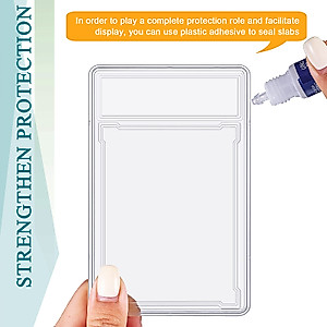 Trading Cards Protector Case Acrylic Clear Baseball Card Holders with Label Position Hard Card Sleeves Small Sturdy Storage Box for Card Standard Collector Sport Game Grade Card Case (6 Pieces)