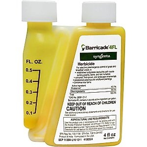 Barricade 4FL Herbicide Concentrate - Preemergent Weed Control - Long Lasting Broadleaf Weed Prevention for Lawns, Turf Grass, Ornamentals, and More, 4 Fl Oz