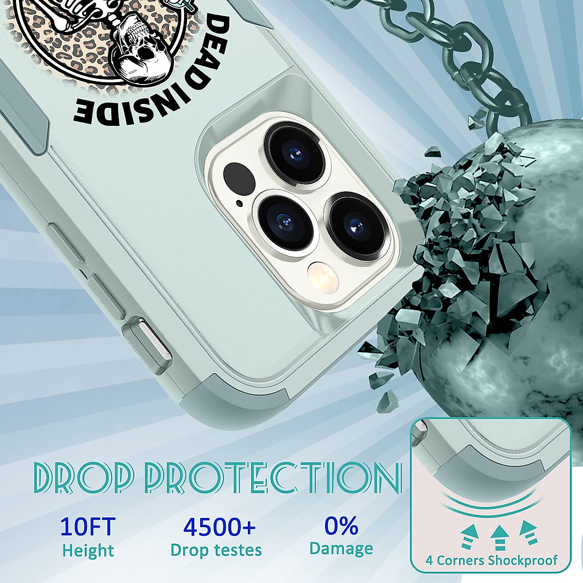 Plakill for iPhone 14 Pro Max Protective Case Designer Drop Tested Cute Cases for Women Girls Shockproof Protection Rugged Heavy Duty Bumper Phone Cover for iPhone 14 Promax (Coffee Skeleton)