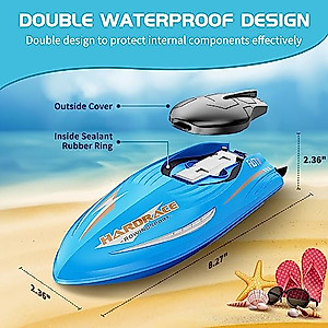 LQYoyz Upgraded Strong Remote Control Boat, 2.4 GHZ RC Boats for Kids 4-8 & Beginner, Rechargeable Racing Toy Boat for Pool Lake, Summer Outdoor Water Toys Birthday Gifts for Boys Girls