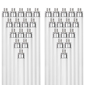 Sunlite F54T5/850/HO 4 Foot T5 Linear Fluorescent Lamp, 54 Watts, 5000 Lumens, 5000K Daylight, Miniature G5 Bi-Pin Base, ROHS Compliant, High Performance Straight Tube, 40 Pack