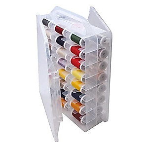 46 Grids Sewing Organizer, Double Sided Thread Box Storage, Portable Clear Plastic Organizer Box for Embroidery and Sewing Threads, Embroidery Floss, Crafts, Small Toys (Clear)