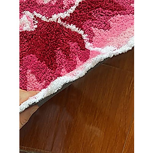 Judy Dre am Pink Peony Flower Area Rugs for Bedroom Kitchen Bathroom Floral Round Rugs Soft Bath Rug Mat Modern Washable Non-Slip Shower Bathtub Mat for Christmas Home Party