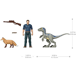 Mattel Jurassic World Dominion Human & Dino Action Figure Pack, Owen & Velociraptor Beta Figures & Accessories, Collectible Toy Dinosaur Set