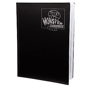 Monster Binder - 9 Pocket Trading Card Album - Matte Black w White Pages - Holds 360 Yugioh, Magic, and Pokemon Cards