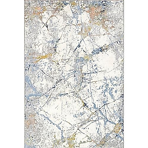 nuLOOM Luca Abstract Splatter Machine Washable Area Rug, 5' 3" x 7' 6", Beige