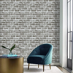 Timeet Grey Brick Wallpaper Peel and Stick Brick Wallpaper 17.7"×118.11" Self Adhesive Removable Wallpaper Faux Brick Wallpaper for Bedroom Living Room Wall Decor Vinyl Film Roll