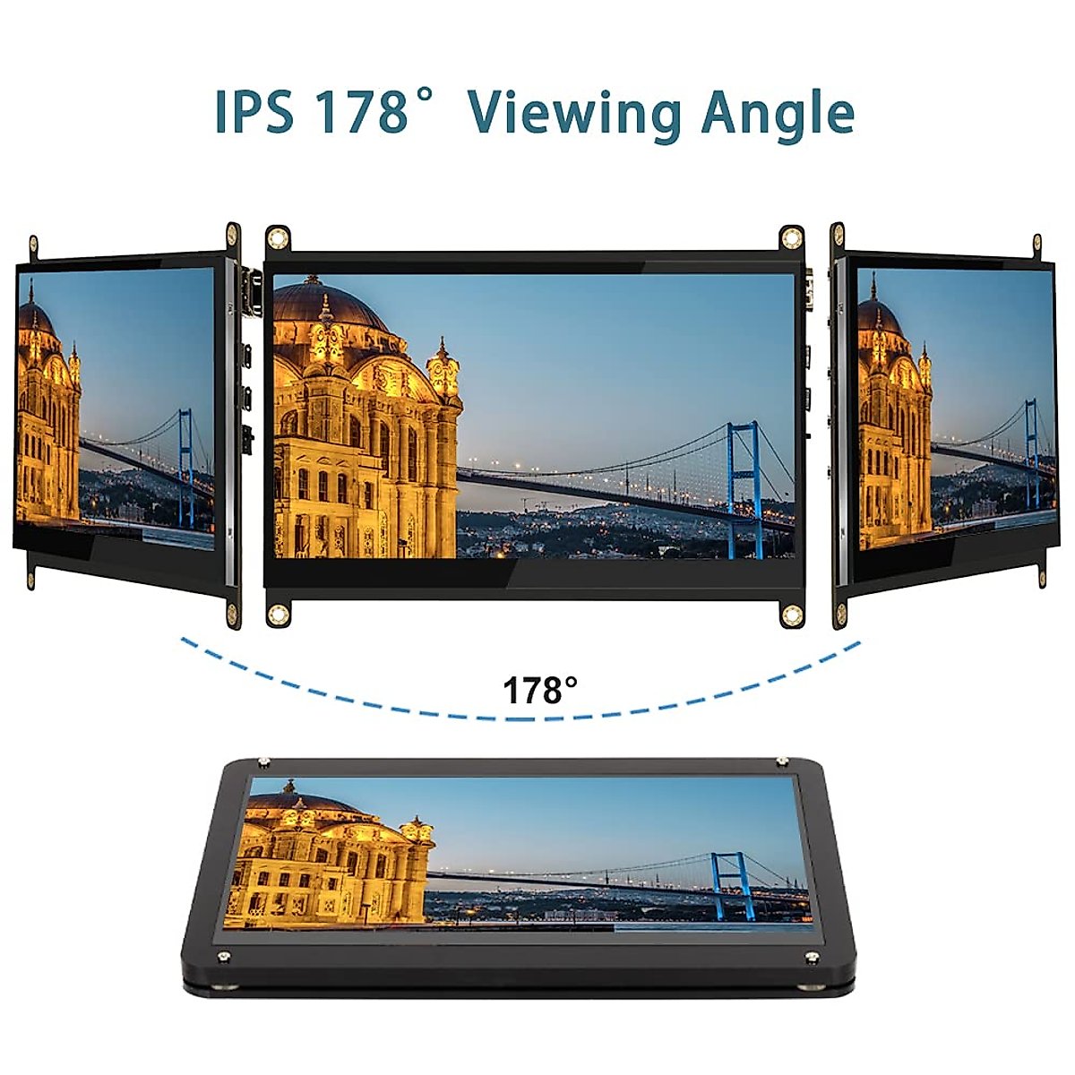 Lesown 7 inch Raspberry Pi Monitor Touchscreen with Case, Touch Display 7 inch Monitor Raspberry Pi 5 Screen 1024x600 IPS Small HDMI Monitor Speakers for Raspberry Pi 5 4 3 Win, Driver Free