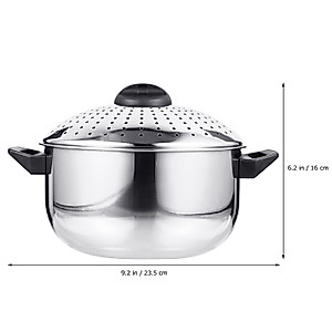 Stainless Steel Pasta Pot with Strainer Lid Pasta Pot Noodles Cooking Pot Kitchen Cookware Perfect for Cooking Noodle Veggie or Sauce, Silver 1.5L