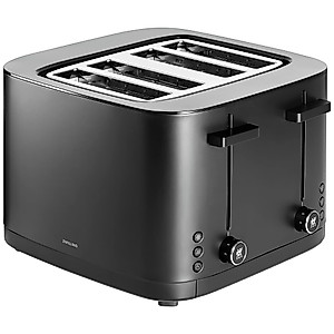 ZWILLING Enfinigy 4 Slice Toaster with Extra Wide 1.5" Slots for Bagels, 7 Toast Settings, Even Toasting, Reheat, Cancel, Defrost, Black