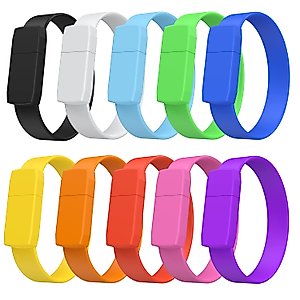 FEBNISCTE 10pcs Bracelet 4GB USB2.0 Flash Drive Color Assorted Memory Stick Multi-Pack
