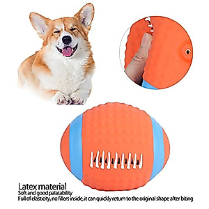 INIFLM Pet Rugby Toys, Orange Dog Plush Toys Dog Chew Toys Pet Squeaky Toys, Training Squeaky Toy for Cats and Dogs, Interactive Dog Balls Toys for Puppy Dogs and Medium Dogs.