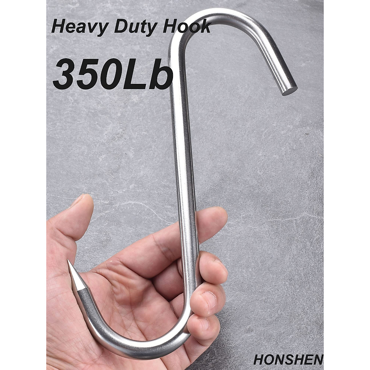HONSHEN 12mm Heavy Duty Meat Hooks,10 inch Stainless Steel S-Hooks Meat Processing Butcher Hook, Pack of 4
