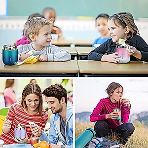 HAWEEK Insulated Food Container 17 oz Soup Thermo for Hot Food Adults, Stainless Steel Vacuum Lunch Box with Folding Spoon, Adult Kids Thermo Portable with Handle for School, Office, Outdoor