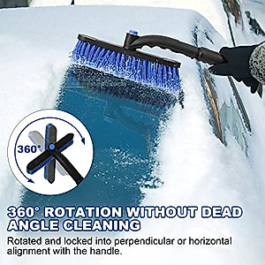 34" Extendable Ice Scrapers for Car Windshield 2-in-1 Snow Brush for Car Snow Scraper for Car Snow Scraper and Drush with Ergonomic Foam Grip for Cars, Trucks, SUVs with 360° Pivoting Brush Head