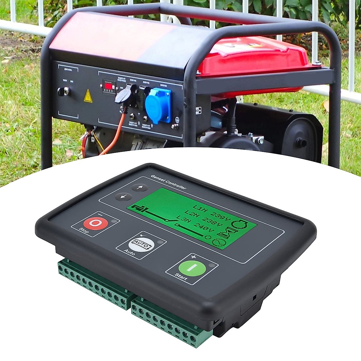 Luqeeg DSE4510 Generator Controller, LCD Display Generator Genset Controller, Auto Start Stop Mains Failure Control Module 3 Phase Generator Set Controller with Three Remotes