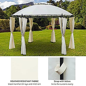 Outsunny 11.5' Patio Gazebo, Outdoor Gazebo Canopy Shelter with Curtains, Romantic Round Double Roof, Solid Steel Frame for Garden, Lawn, Backyard and Deck, Cream White