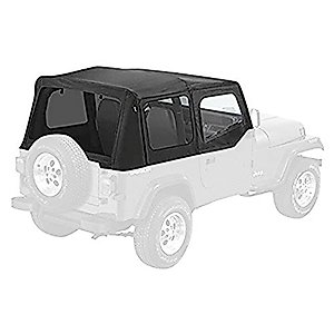 Pavement Ends by Bestop 51132-15 Black Denim Replay Replacement Soft Top Tinted Windows w/ Upper Door Skins for 1988-1995 Jeep Wrangler
