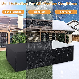 STARTWO Patio Furniture Covers, Outdoor Furniture Cover Waterproof, Windproof Tear Resistant Outdoor Sectional Couch Cover, Patio Cover for 7-12 Seats Dining Table Chair Set, Black, 98x78x32inches