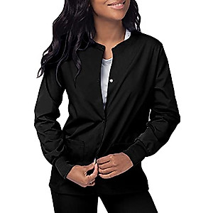 Sivvan Scrubs For Women - Front Snap Warm - Up Jacket - S8306 - Black - M