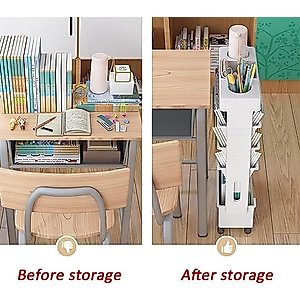 Removable Bookshelf with Wheels, Multi-Functional Large-Capacity Organization Rack, Compact Rotatable and Detachable Rolling Book Cart, Space-Saving Shelf.
