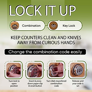 Kid Safe In-Drawer Bamboo Sharp Knives Holder & Organizer. (Knives Not Included). Multi Purpose Lock Box. Only 5.5 Inches Wide. Holds up tp 25 Knives. Best Knife Block Alternative!