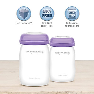 Maymom Storage Bottles Compatible with Lansinoh Pumps, Widemouth Version; Replace or Compatible with Laninoh Momma Bottles; 8 ct, 5oz