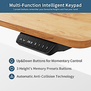 Cubiker Electric Standing Desk, 63 x 24 Inches Height Adjustable with Keyboard Tray, Ergonomic Workstation for Home Office, White Frame/Light Rustic Brown Top