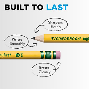 Ticonderoga® Beginners' Elementary Pencils, With Eraser, #2 Lead, Yellow Barrel, Pack Of 12