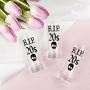 JUSTOTRY 30th Birthday Shot Glass - RIP 20s Birthday Gifts for Her 2oz Shot Glass Best 30 Birthday Decorations Gifts Ieda for Women 30 Decorations (black)
