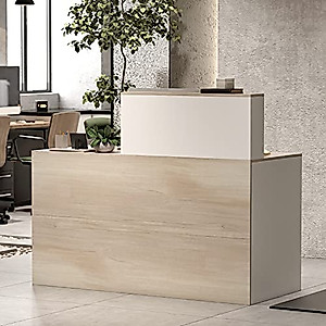 AIEGLE Reception Desk with Counter & Lockable Srotage Drawers, for Salon Reception Room Checkout Office, Natrual (55.1" L x 23.6" W x 43.3" H)