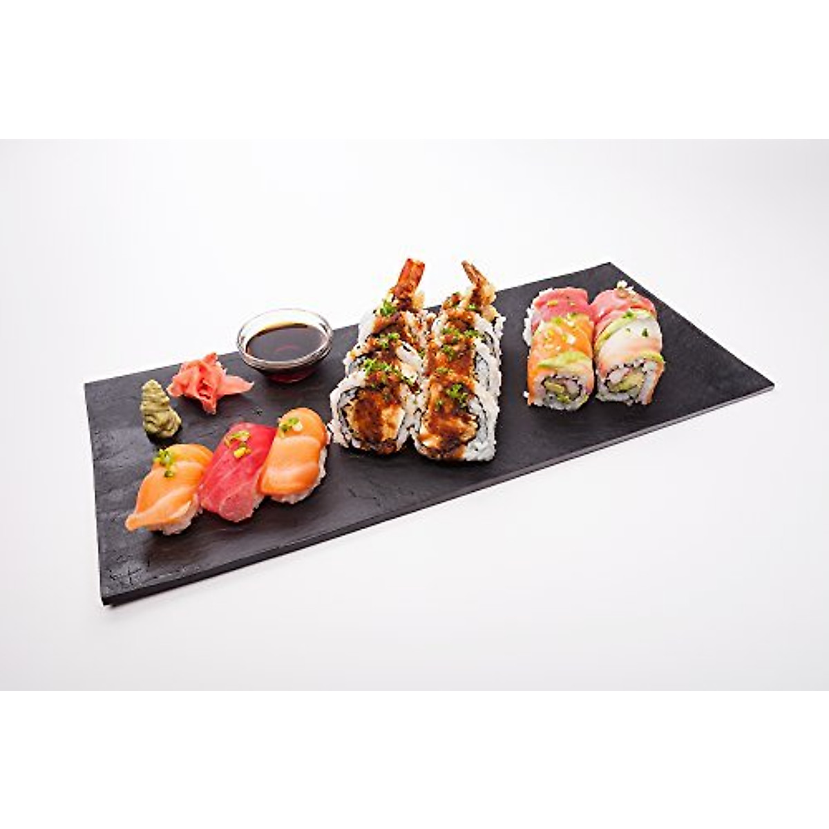 Restaurantware 16 Inch Faux Slate Sushi Plates, 25 Large Faux Slate Serving Plates