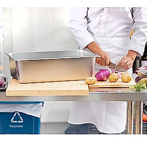 EGGKITPO Stainless Steel Pan 6-Pack 6 Inch Deep Full Size Pans Catering Storage Metal Food Pan Commercial Steamer Pan Food Catering Trays for Hotel Steam Table Tray for Food Warmer