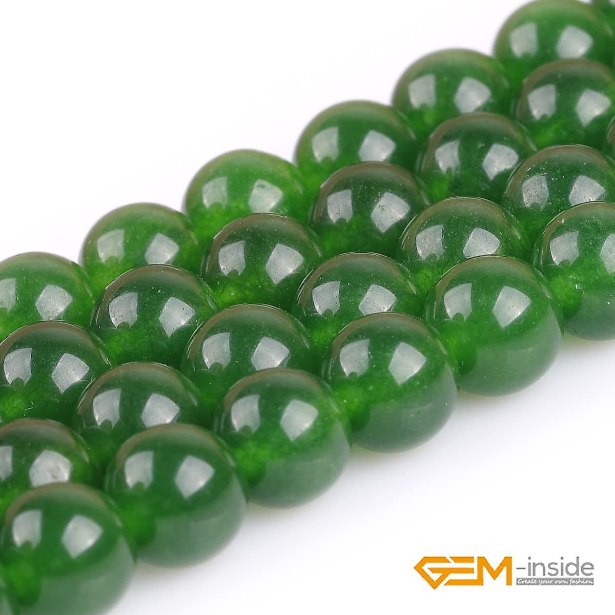 GEM-Inside Natural 8mm Green Taiwan Jade Gemstone Loose Beads Round Crystal Energy Stone Power for Jewelry Making 15"