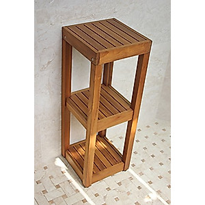AquaTeak The Original Sula Square Three Tier Teak Bath Stand