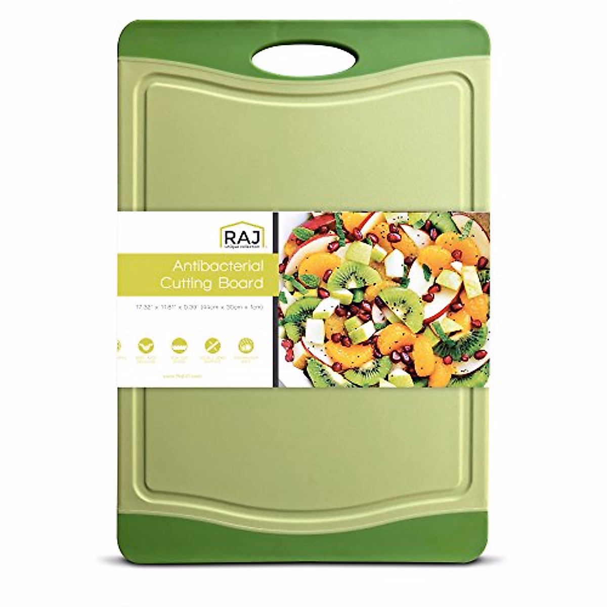 Raj Plastic Cutting Board Reversible Cutting board, Dishwasher Safe, Chopping Boards, Juice Groove, Large Handle, Non-Slip, BPA Free (Extra Large (17.4" x 11.81"), Lime Green)