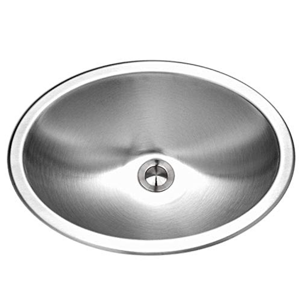 HOUZER CH-1800-1 Opus Undermount Oval Bowl Bathroom Sink, Without Overflow, 17.75" x 13.56", Stainless Steel