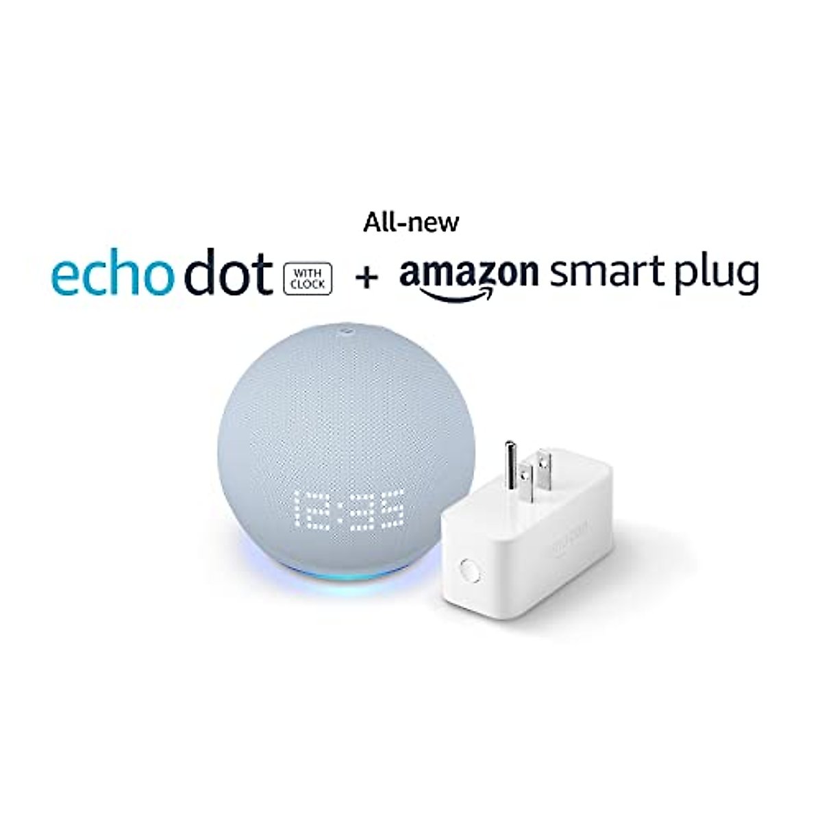 All-New Echo Dot (5th Gen, 2022 release) with clock Cloud Blue with Amazon Smart Plug