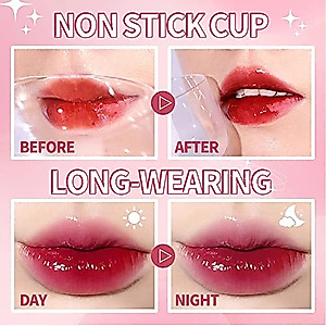 ZARICS 6 Colors Lip Tint Stain Set, Korean Lip Gloss Matte Velvet Lip Stain Plumping Mini Liquid Lipstick, Multi-use Lip and Cheek Tint, Non-Stick Cup, Long lasting Waterproof Lip Tint Makeup