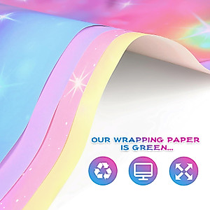 Girls Wrapping Paper Birthday Gift Wrap Set,Birthday Wrapping Paper Sheets,Fairy Wrapping Paper for Girl Women Female Girly Birthday Paper Birthday Wrap Present Wrap Gift Wrapper Gift Wrapping Paper,6 sheets