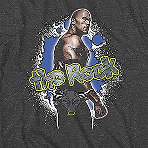 WWE Mens The Rock Shirt - The Brahma Bull Superstar Tee - Dwayne Johnson World Wrestling Champion T-Shirt (Charcoal Heather, X-Large)