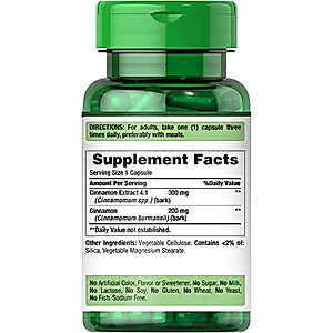 Puritans Pride Cinnamon 500 Mg, Helps Support Sugar Metabolism, 400 Count