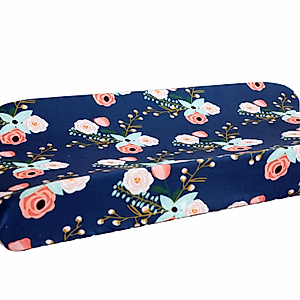 Baby Girl Crib Bedding Floral Changing Pad Cover (Navy Floral)